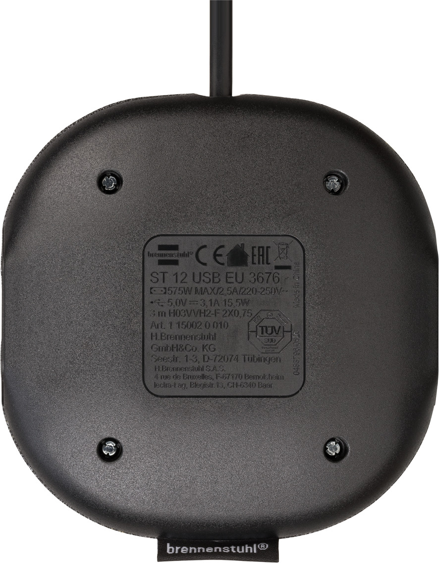 Estación de carga brennenstuhl®estilo con superficie textil 1xEuro-socket y 2xUSB-Charger negro ...